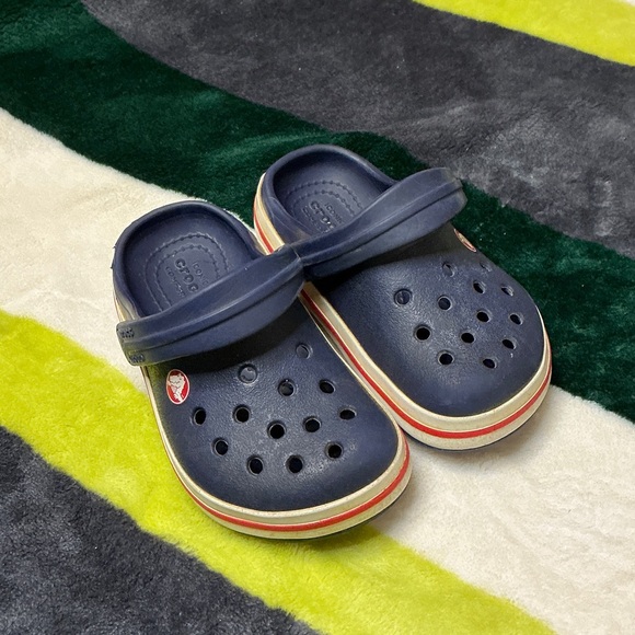 CROCS | Shoes | Crocs Navy Kids Clogs With Red And White Trim | Poshmark